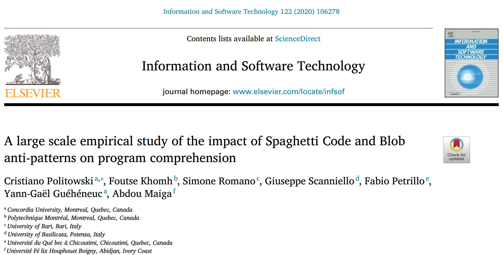A large scale empirical study of the impact of Spaghetti Code and Blob ...